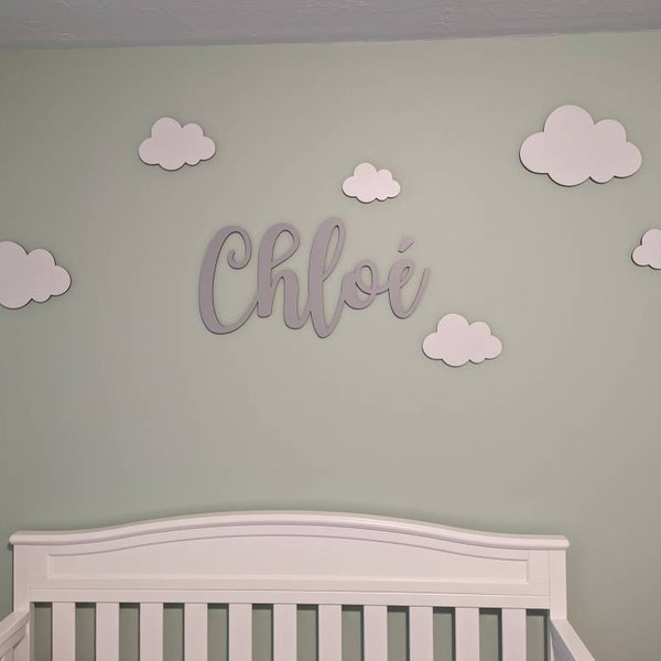 Baby Nursery Clouds, Wooden Cloud Sign Set, Nursery Cloud Signs, Modern ...