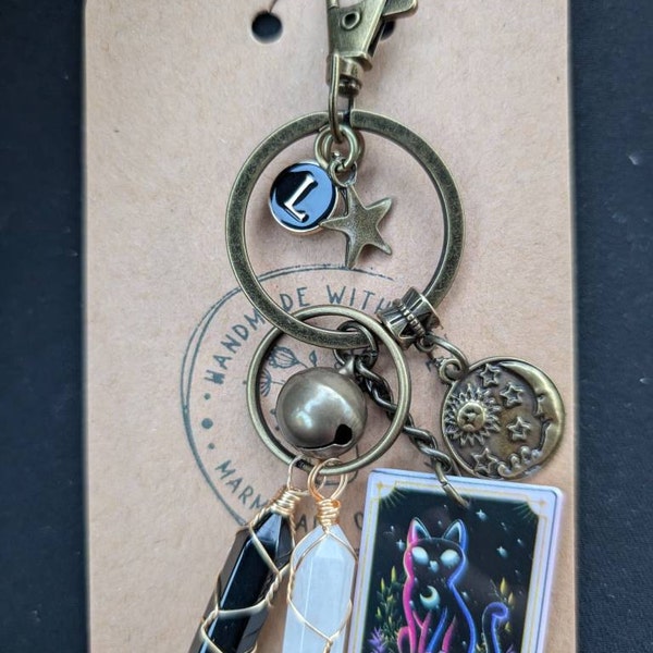 Mindfulness Boho Purse Charm, Tassel Bag Charm, Healing Stone Keychain ...