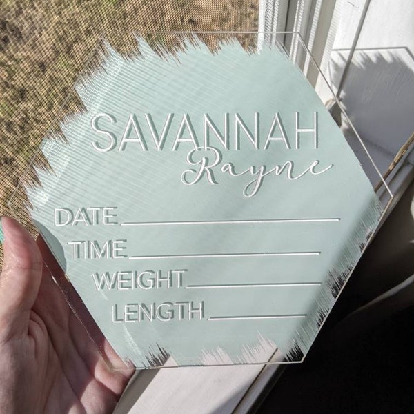 Acrylic Newborn Baby Birth Announcement Birth Announcement Sign Birth ...