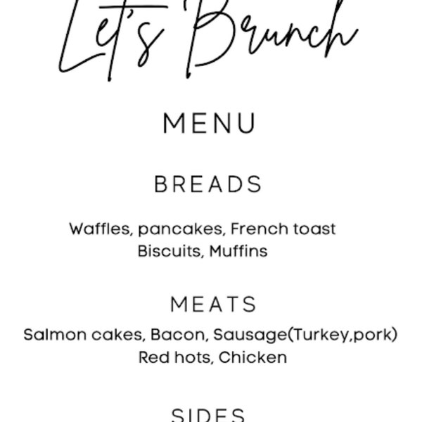 Minimalist Waffle Brunch Digital Menu Template, Let’s Brunch Menu ...