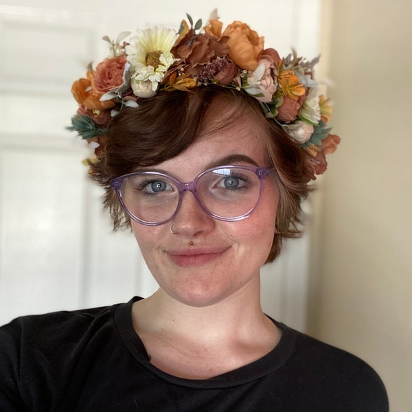 Beige Flower Crown, Bridesmaid Headpiece, Wedding Floral Hairpiece ...