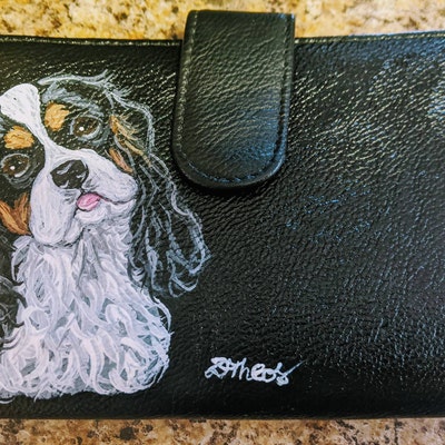 Cavalier King Charles Spaniel Dog Wallet for Women, Hand Painted ...