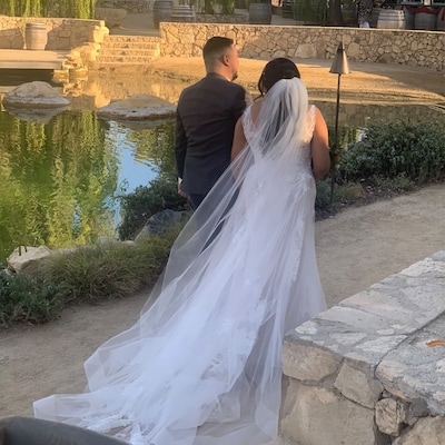 3 Tier 120 Inch Cathedral Wedding Veil With Blusher Bridal - Etsy