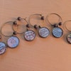 Set of Six. CUSTOM Vintage Map Wine Glass Charms. You Select Locations ...