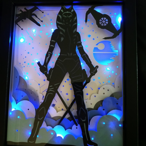 Star Wars Ahsoka Tano Inspired 3D Lighted Shadow Box - Etsy