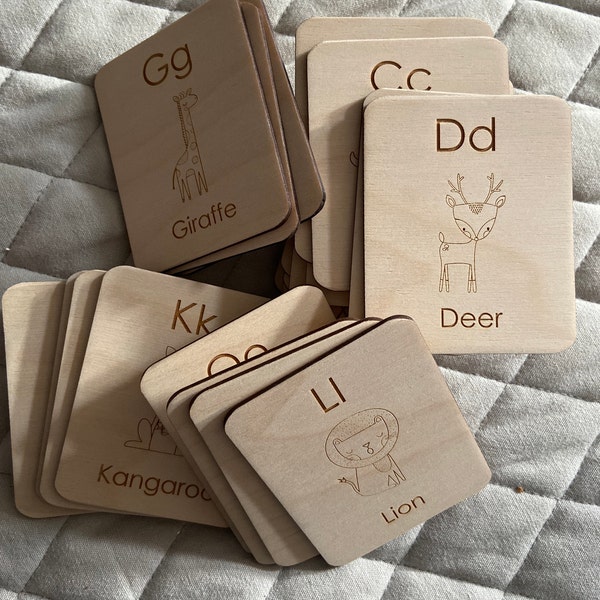 Alphabet Flashcards | Wooden Cards | Pre-school Learning | Flashcards ...