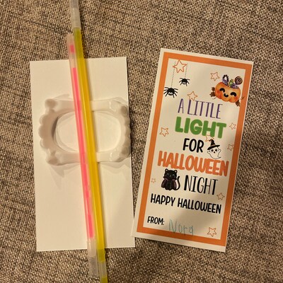 Glow Stick Tag, A Little Bit of Light for Halloween Night, Printable ...