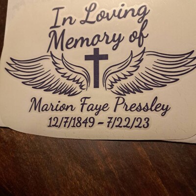 In Loving Memory Sticker Decal Custom Memorial Decal Personalized ...