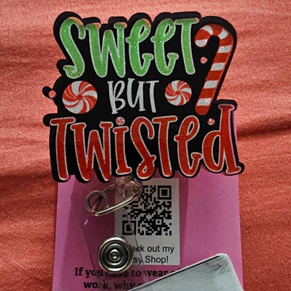 Sweet but Twisted Christmas Badge Holder, Funny Christmas Badge Reel ...
