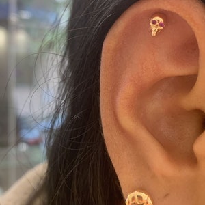 Sun Piercing, 14K Solid Gold Labret Cartilage Stud, Cartilage Earring ...