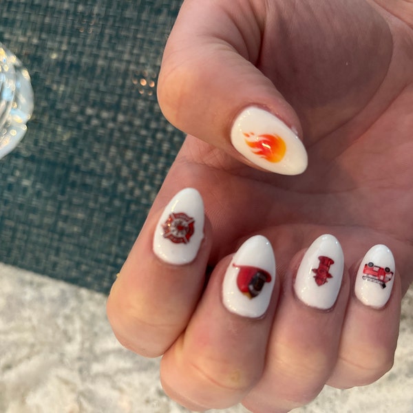 Nail Decals, Firefighter Decals, Fire Truck, Water Transfer Nail Decals ...