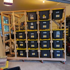 Ultimate 27-gallon Mobile Tote Storage Rack Plans | Garage Shelves ...