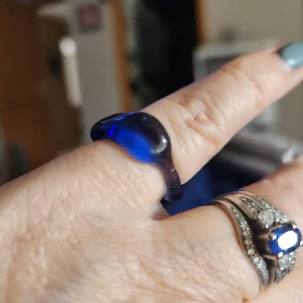 Handmade Ice Blue Glass Ring: Minimalist Borosilicate Jewelry - Etsy