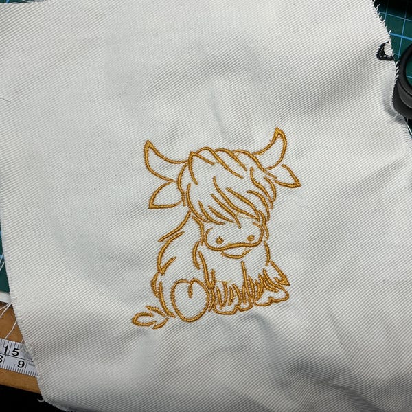 Highland Cow Embroidery Design,highland Cow Outline Embroidery Design ...