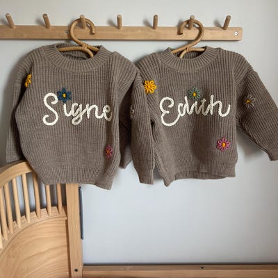 Hand Embroidered Baby and Toddler Sweater for Pregnancy Announcement, Pregnancy Reveal, Baby ...