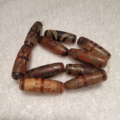 1 Full Strand 8mm 10mm White Tibetan Dzi Beads , Tibetan Agate Beads ...