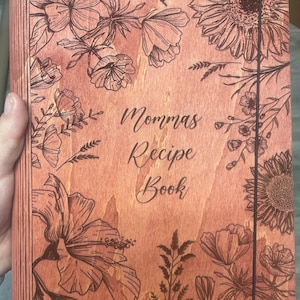 Custom Recipe Book With Blank Cards Cookbook Binder Personalized Wooden ...