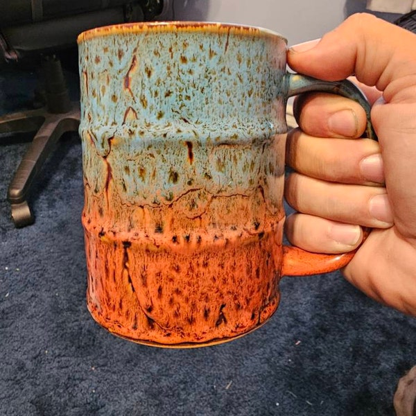 Pottery Mug, Pottery Mug Set 5, Set of Rustic Pottery Mugs, Slate Blue ...