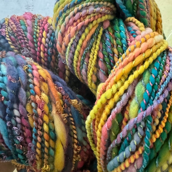 Art Yarn Bundle Mixed Fiber Novelty Textile Sampler Pack 10 Unique Hand ...