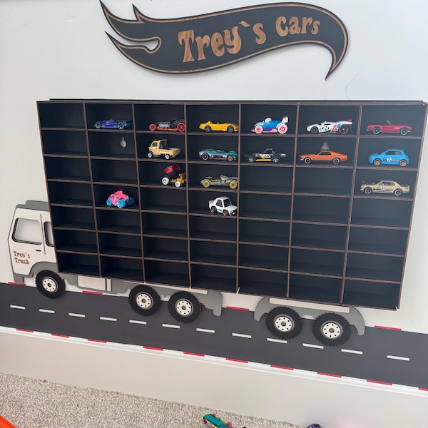 Personalized Gifts for Kids Toy Car Storage, Wood Toy Car Parking ...