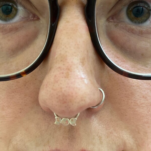 Moon Phase Septum, Witchy Septum, Moon Body Jewelry, Boho Nose Ring ...