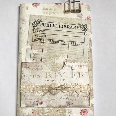 Junk Journal, Shabby, Library Cards, Pockets, ATC, Pink, Craft Kit, Tag ...