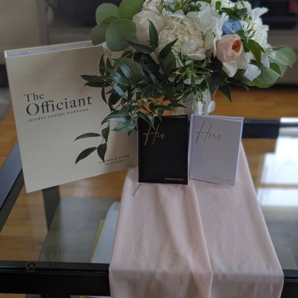 Officiant 3 Ring Linen Binder - Refillable DIY Blank Binder, Thank You ...