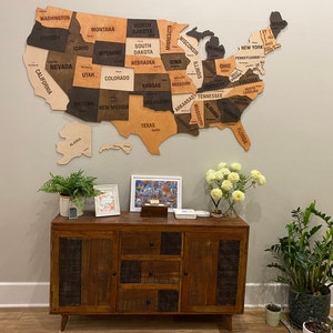 Wooden USA Map-wood Map of United States Wall Art-us Travel - Etsy