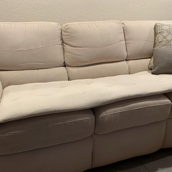 Linen Sofa Topper Couch Cover Pet Friendly Custom Size Handmade Couch ...