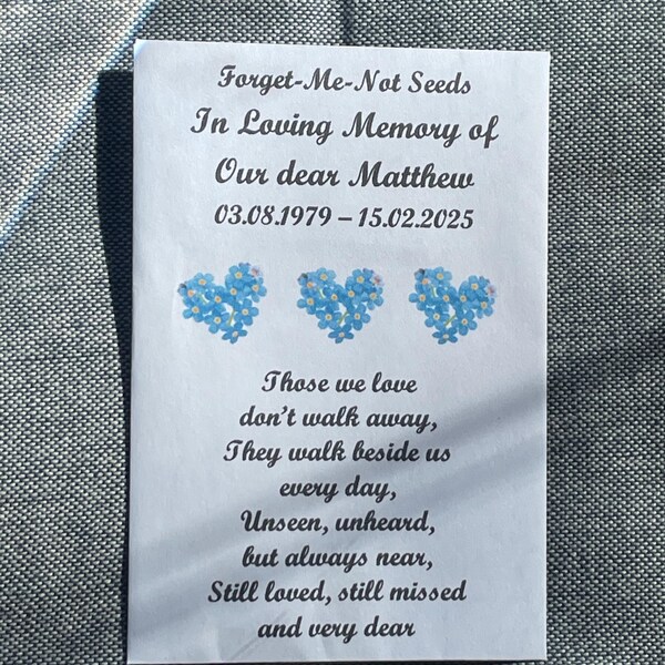 Forget Me Not Seed Pack Packet Thank You Gift Nursery Pre School ...