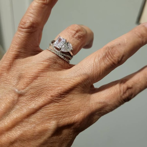 Toi Et Moi Ring and Matching Band Set, Promise Ring, Engagement Ring ...