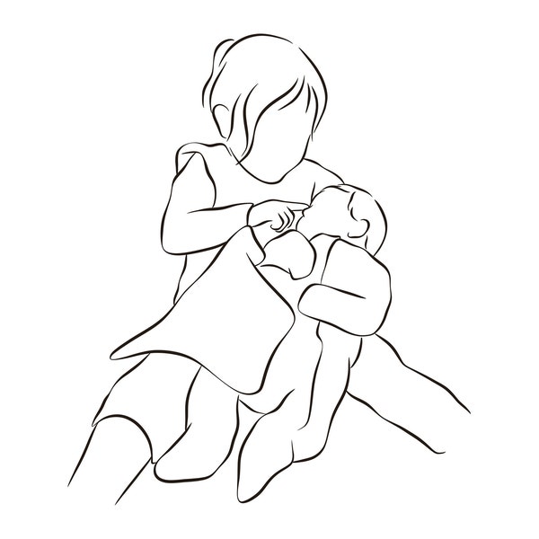 Line Drawing Custom Faceless |personalised Line Art | Line Illustration ...