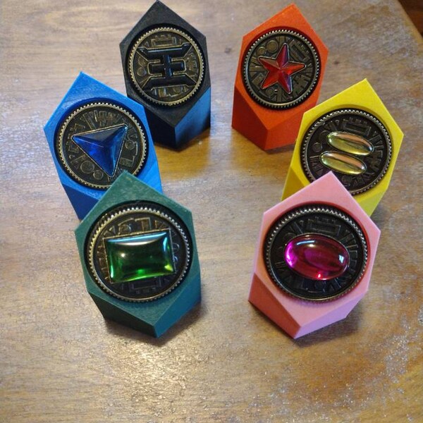 Six Zeo Crystal Ranger Coin Set of 6 Weathered for Bandai Power Legacy ...