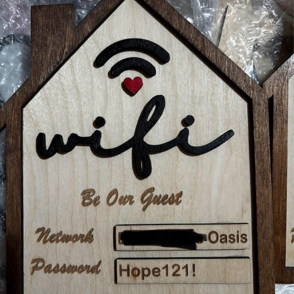 Custom Wooden Wifi Sign for Home or Motels, Personalized Engraved Wifi ...