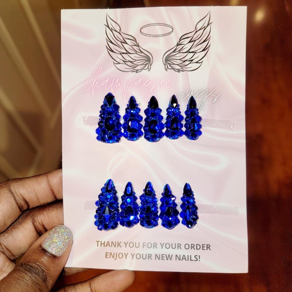 XXXL French Press on Nails | Extra Long Custom Acrylic Nails With Gems ...