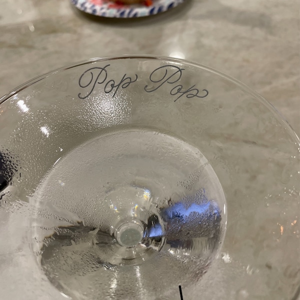 Calligraphy Engraved Martini Glass Personalized Wedding Keepsake ...