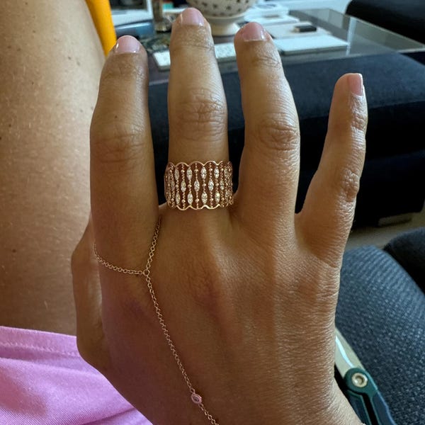 14K Solid Gold Full Finger Diamond Ring, Stone Antique Gold Ring ...