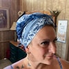 Amazing Soft Blue White Headscarf TICHEL, Hair Snood, Head Scarf, Head ...