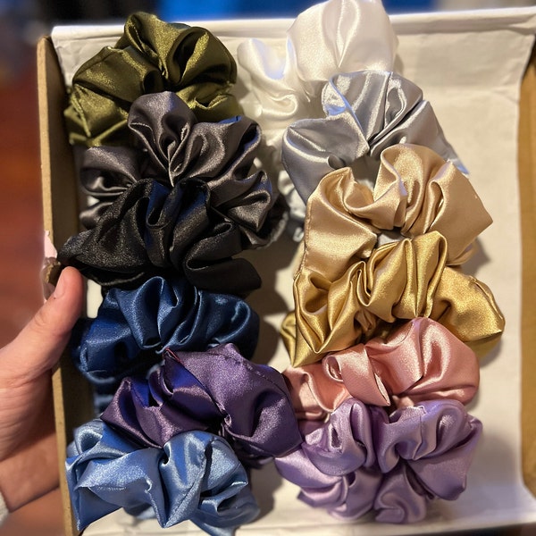 Neutral Tones Silk Satin Scrunchie Set | Brown Silk Scrunchy Pack ...