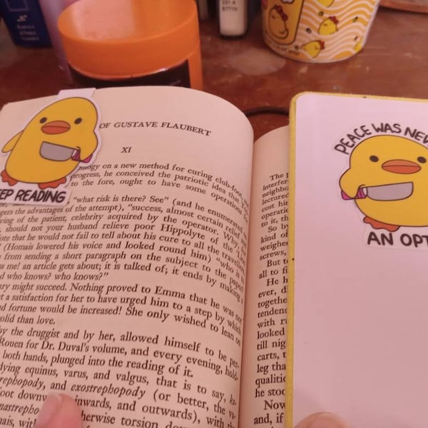 Chick Duck With Knife Magnetic Bookmark, Duck Meme Bookmarks, Handmade ...