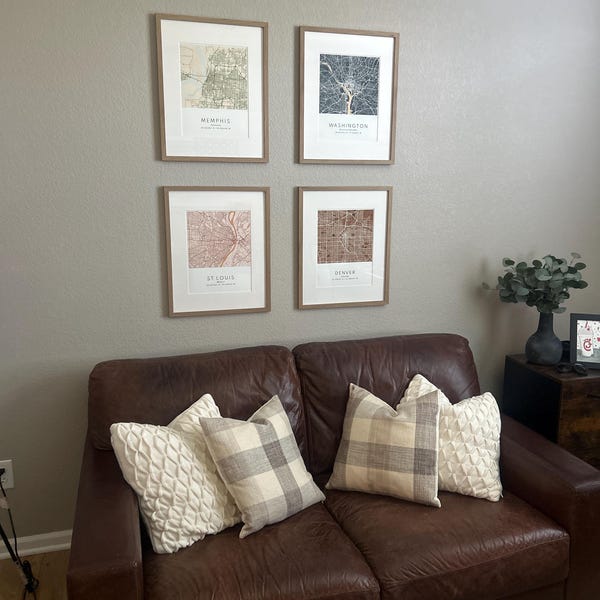 Set of 4 Custom Map Print, Personalized City Map Prints, Any Location ...