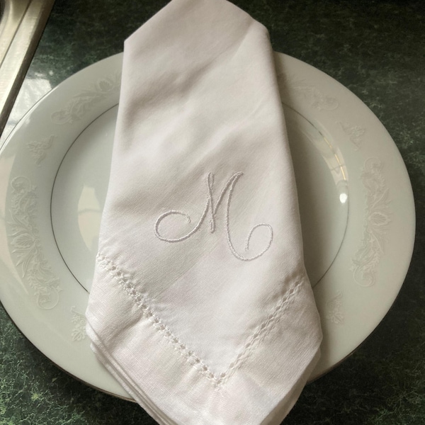 Monogrammed Beige Cloth Napkins: Personalized Embroidered Dinner ...