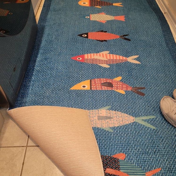 Non Slip Washable Fish Blue Kitchen Rug Runner Carpet Mat - Etsy