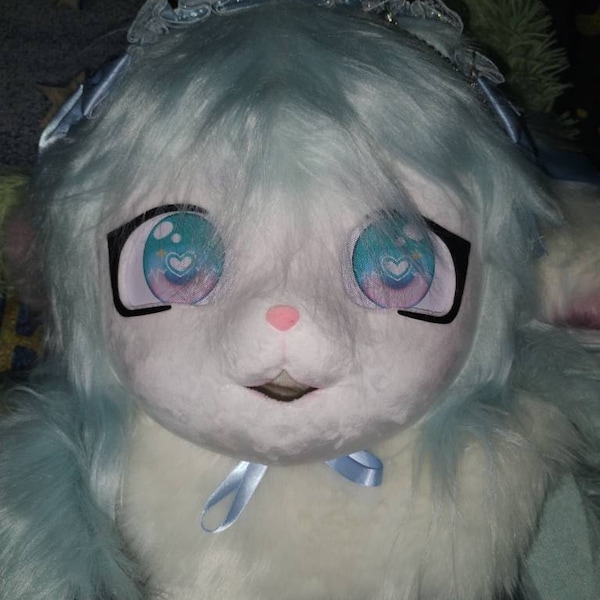 Pink-bombing Star Eye Kitty Fursona Kig Mask Head, Cosplay Furrysuit ...