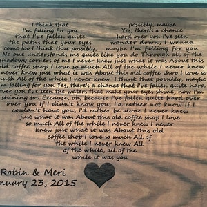 Wedding Song Lyrics Engraved, Wooden Anniversary Gift, First Dance ...