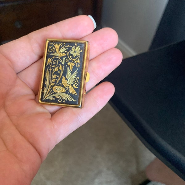 1x Vintage Mini Jewelry Box Metal, Small Pill Box, Pill Box, Lid Box ...