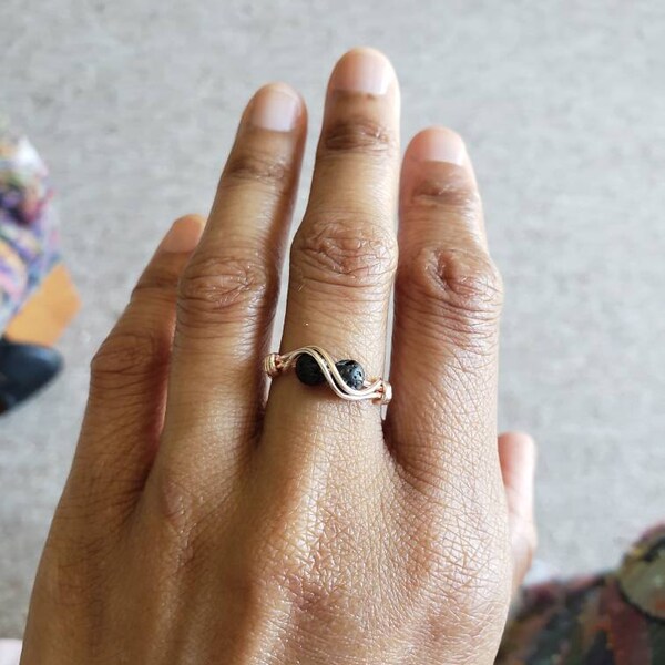 Lava Stone Wire Wrapped Ring, Lava Rock Ring, Wire Wrapped Gemstone ...