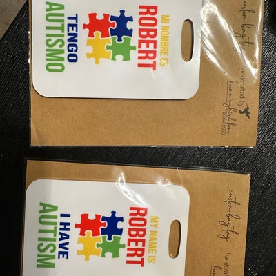 Autism Bag Tag, Autism Alert Tag, Personalized Bag Tag, Autism Hang Tag ...