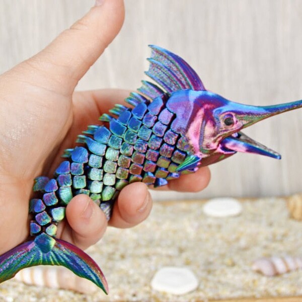 Marlin Fish Wall Decor, 3D Printed Articulated Fish, Fishing Cabin ...