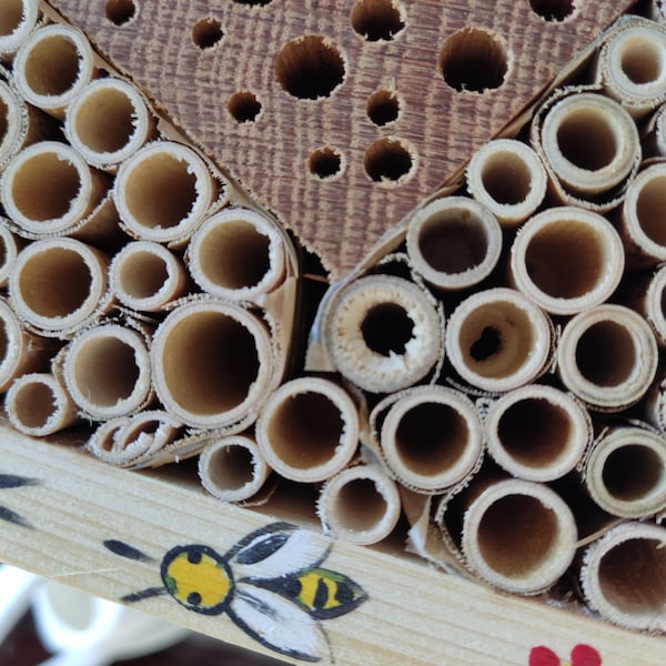 Wooden Bee Hotel With White Sign | Weatherproof & Odorless Paints | Bee ...